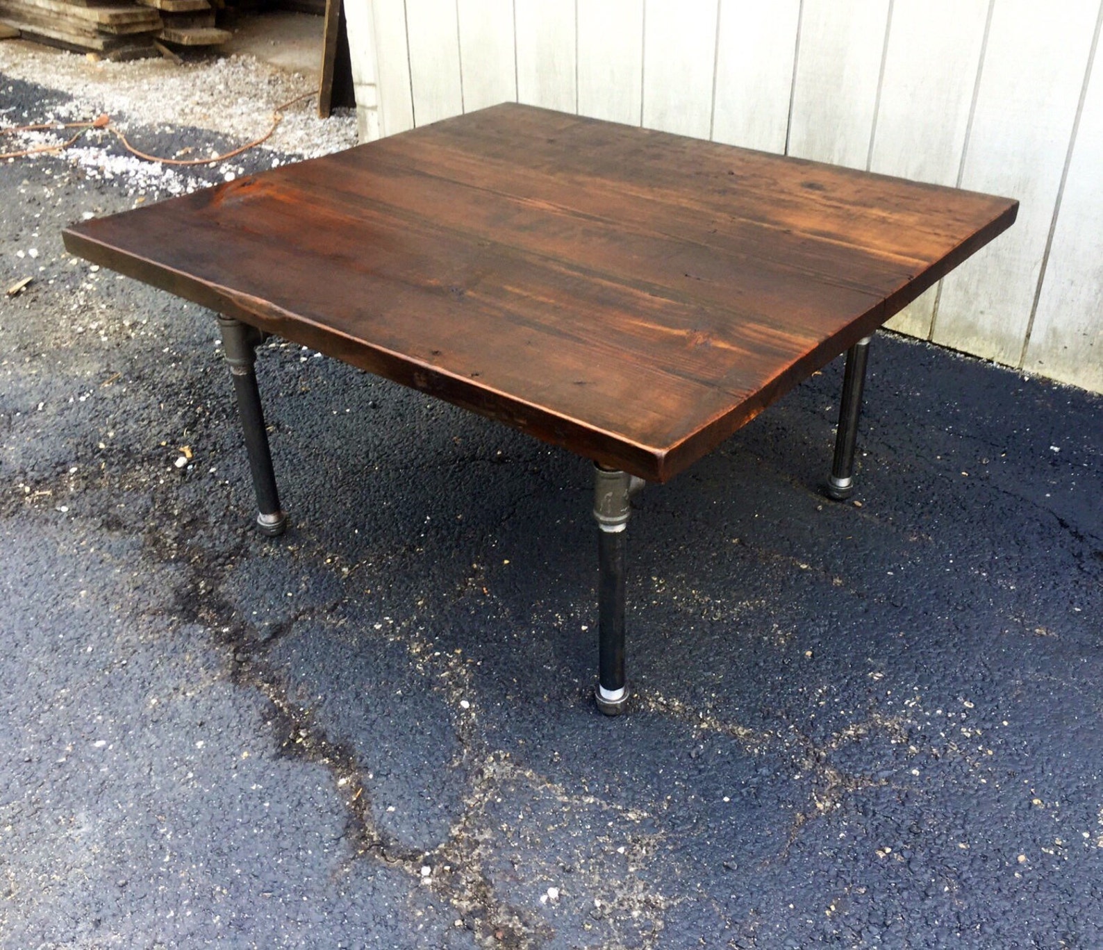 Reclaimed Wood Coffee Table With Square Rustic Top and | Etsy
