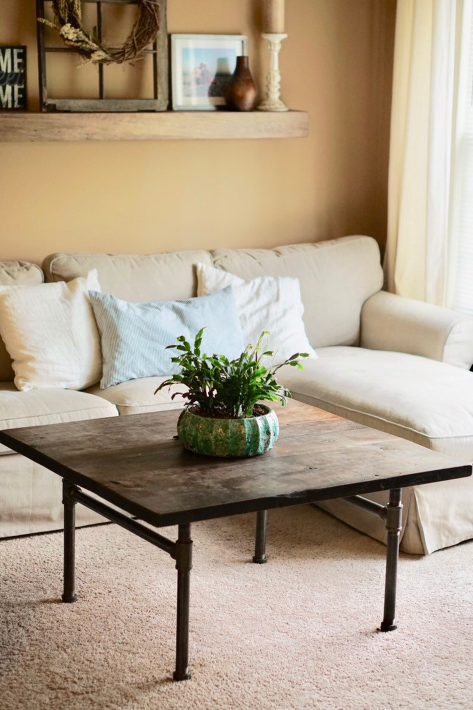 Reclaimed Wood Coffee Table With Square Rustic Top and | Etsy