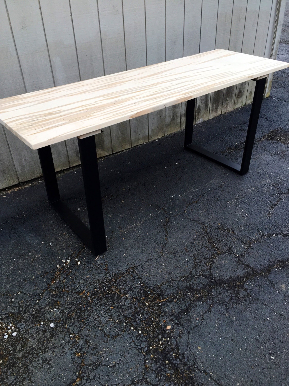 Maple Table With Black Steel Legs and Ambrosia Figured Maple | Etsy