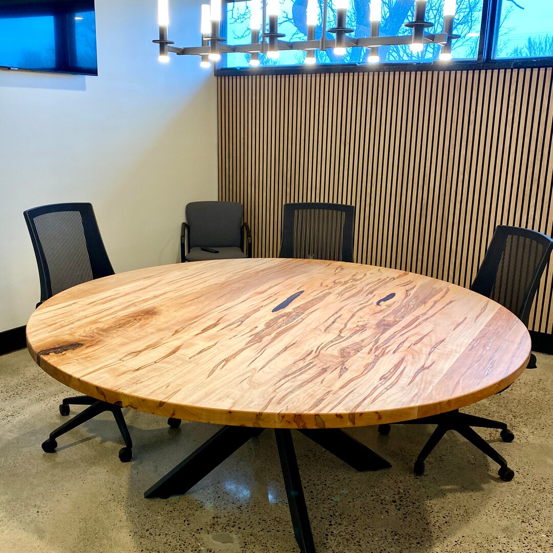 Large Round Solid Wood Dining Table: Rustic Maple, Oak, Walnut, Cherry ...