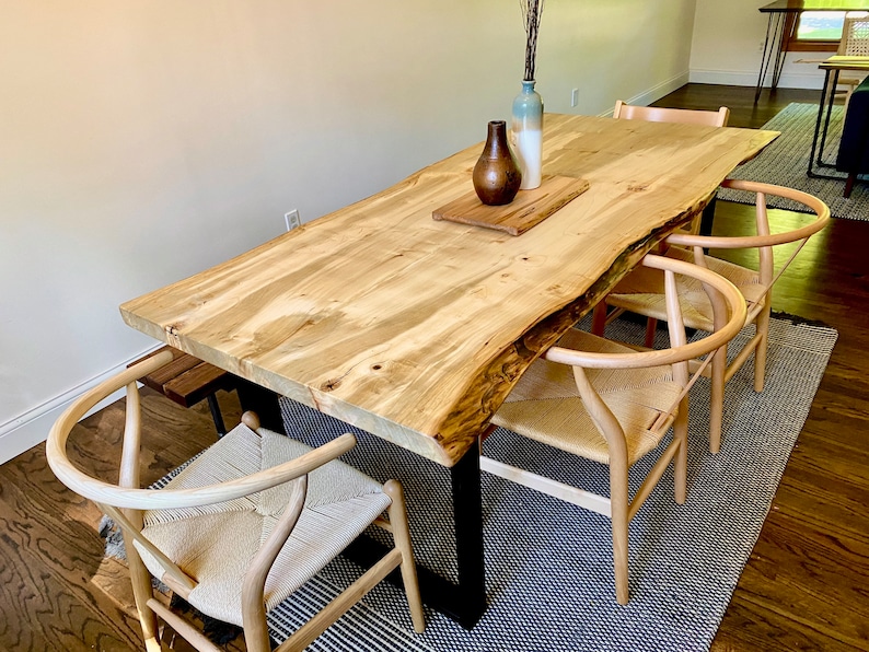 Large Live Edge Table Maple Live Edge Table Light Wood - Etsy