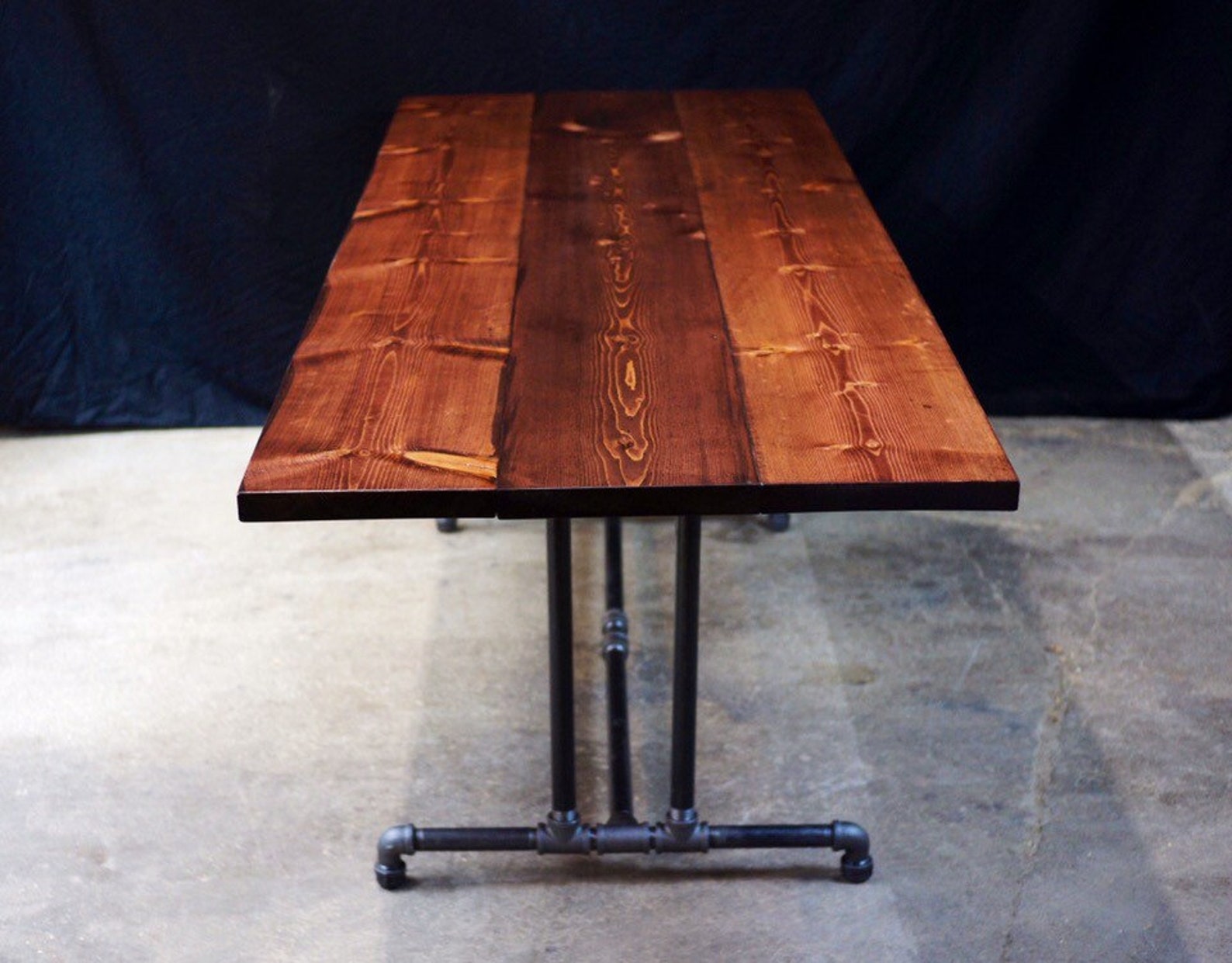 Reclaimed Wood Trestle Table With Iron Base Farmhouse Style - Etsy