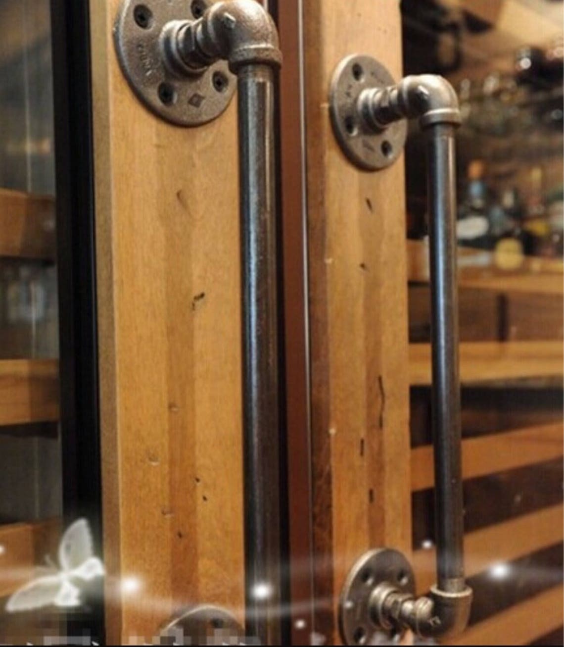 Black Iron Pipe Door Handle - Sliding Door Pull - Industrial Metal ...