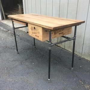 The Surveyor's Desk Reclaimed Wood Industrial Office Desk Writing Table ...