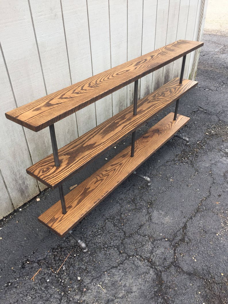 Steam Pipe Bookshelf Industrial Three Shelf Curio With Reclaimed Wood ...