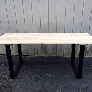 Maple Table With Black Steel Legs and Ambrosia Figured Maple Live Edge ...