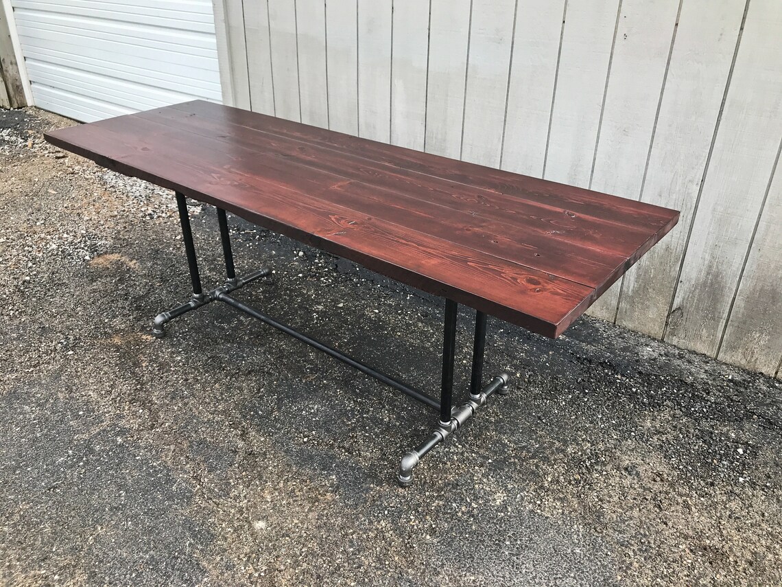 Solid Wood Reclaimed Farmhouse Table With Black Steel Iron | Etsy