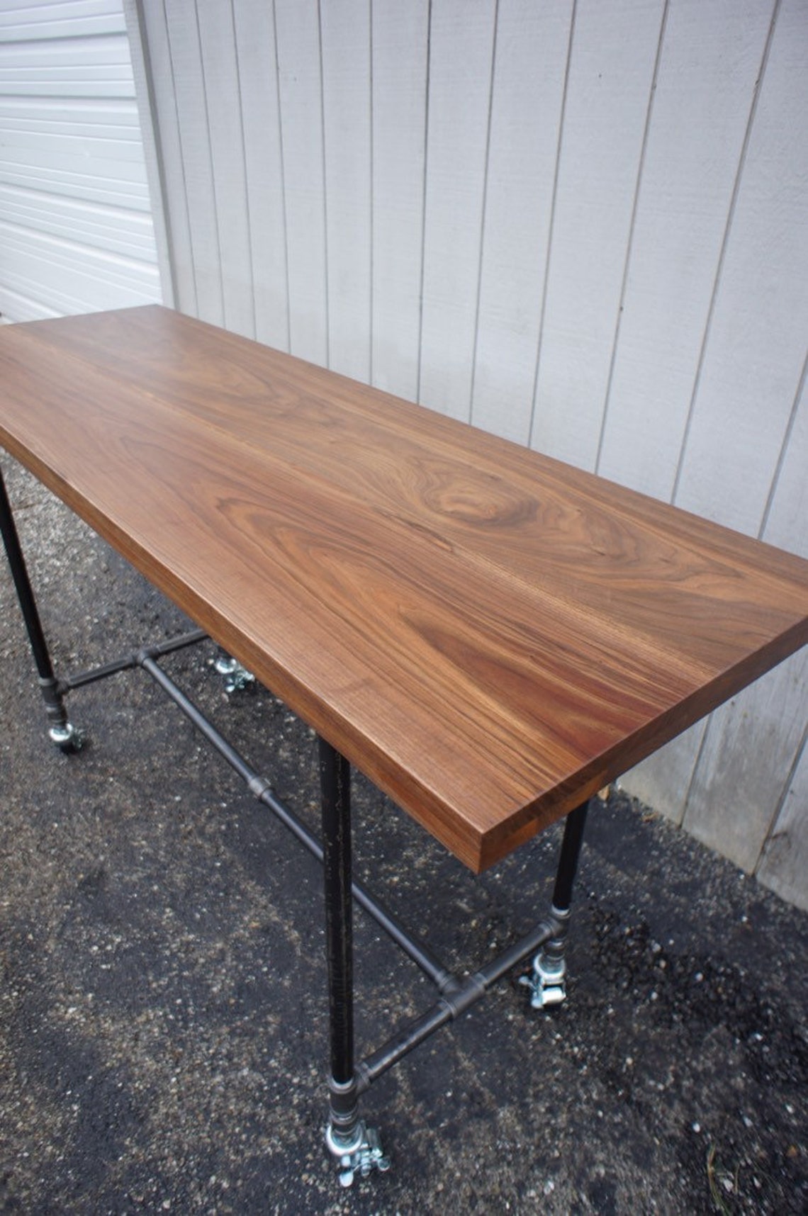 Reclaimed Wood Butcher Block Kitchen Island Cart on Wheels Walnut Bar ...