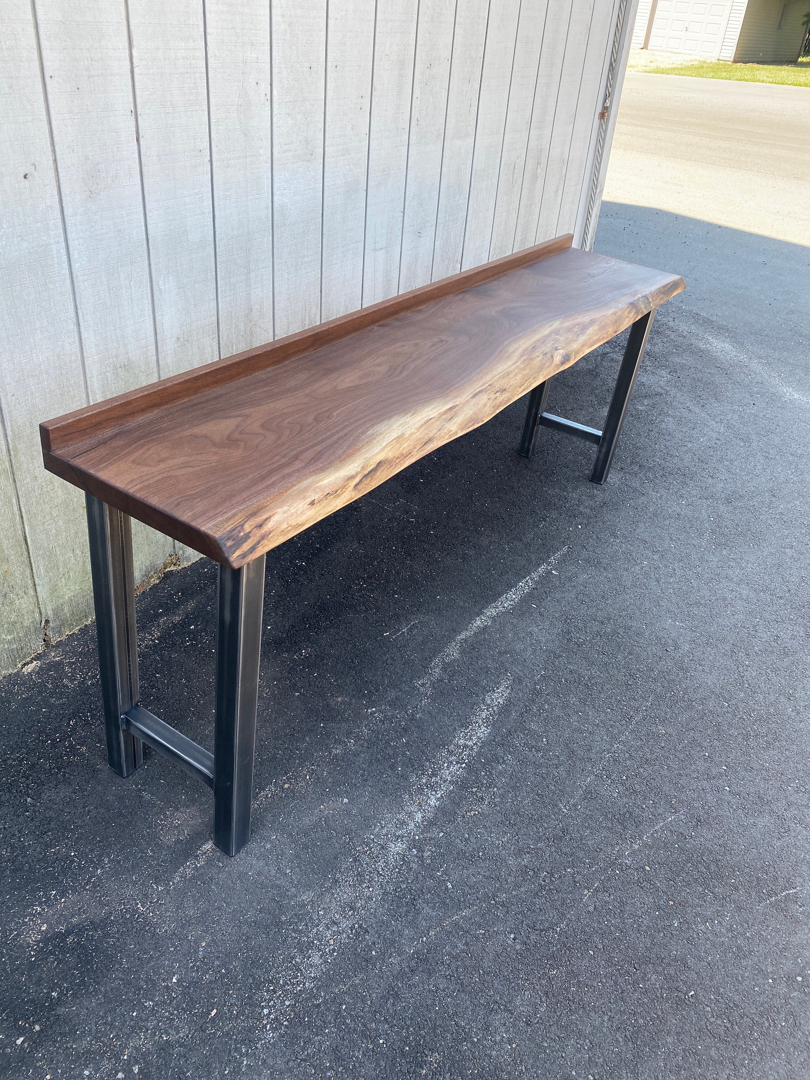 Walnut Sofa Bar Table Reclaimed Wood Drink Rail Restaurant - Etsy