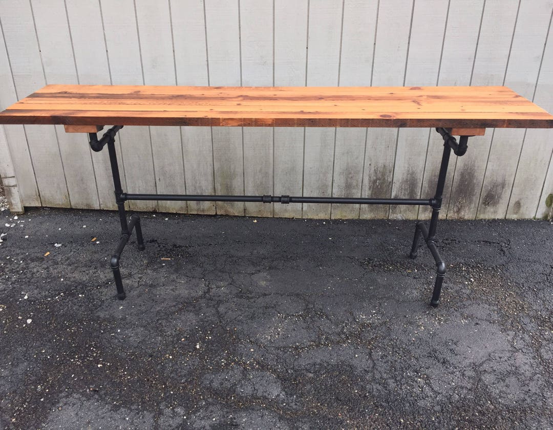 Reclaimed Wood Trestle Table With Iron Base Farmhouse Style - Etsy