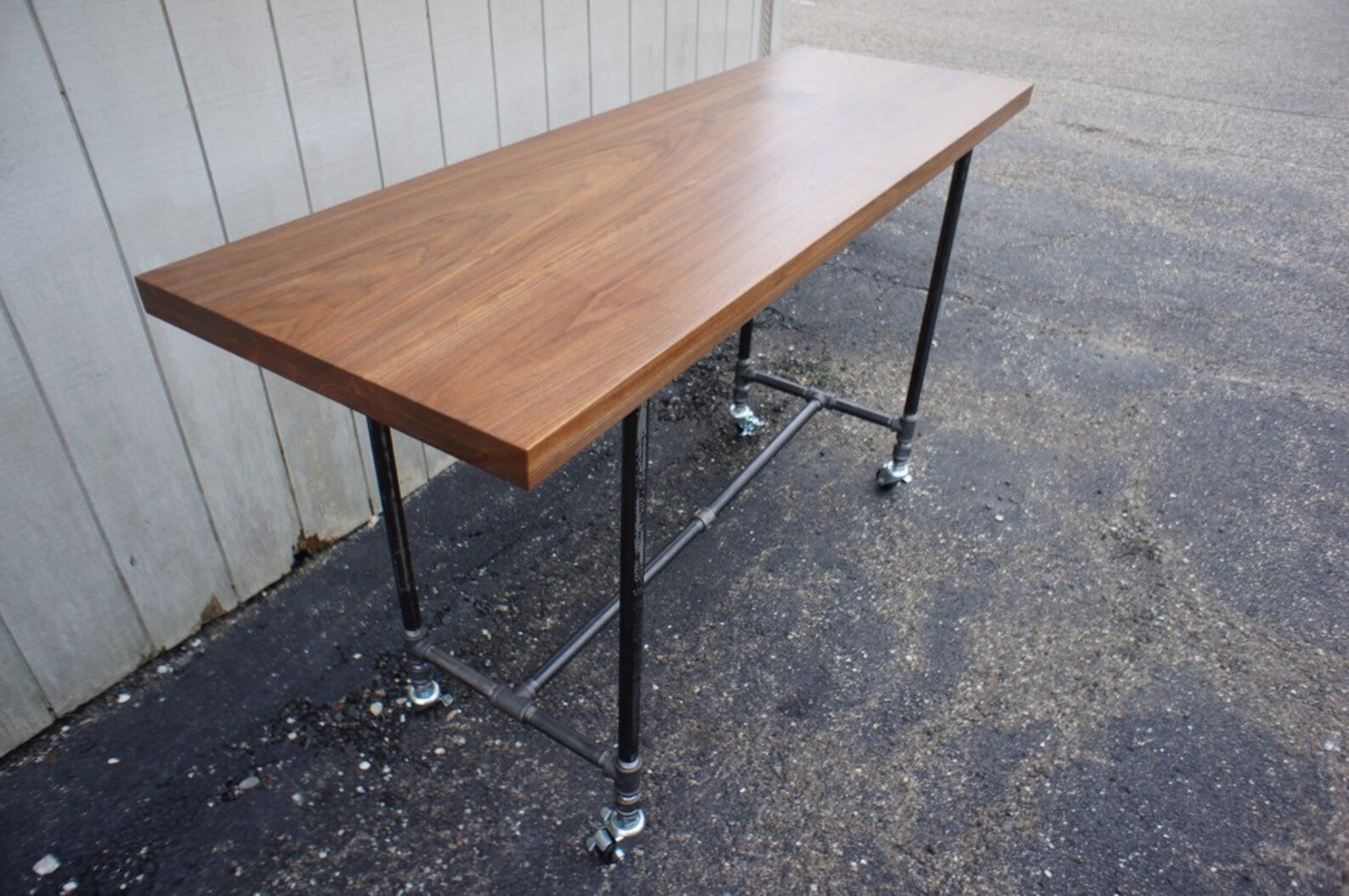 Reclaimed Wood Butcher Block Kitchen Island Cart on Wheels Walnut Bar ...