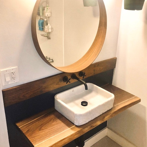Floating Vanity Wood Slab for Basin Sink Wall Mounted - Etsy