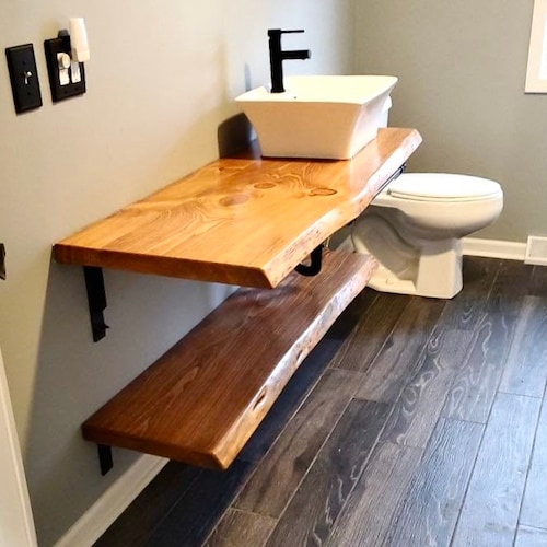 Floating Vanity Wood Slab for Basin Sink Wall Mounted - Etsy