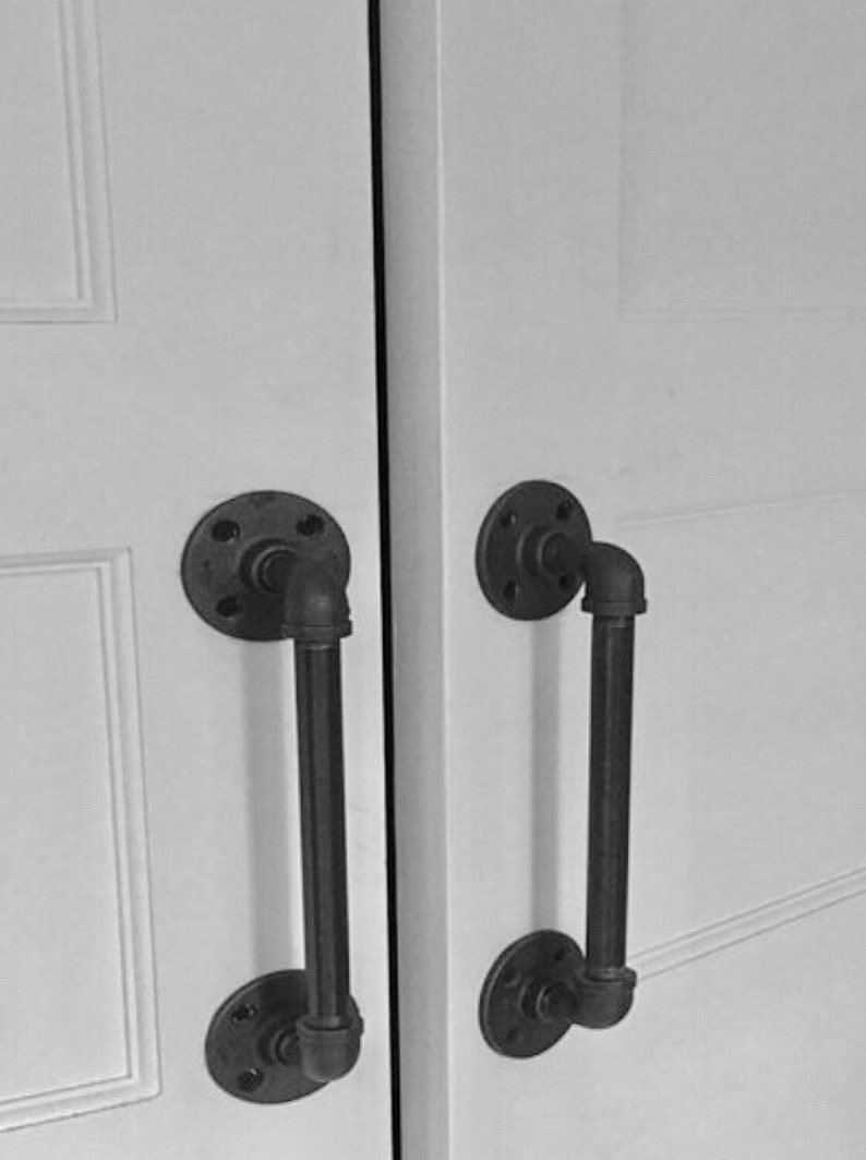 Black Iron Pipe Door Handle Sliding Door Pull Industrial - Etsy