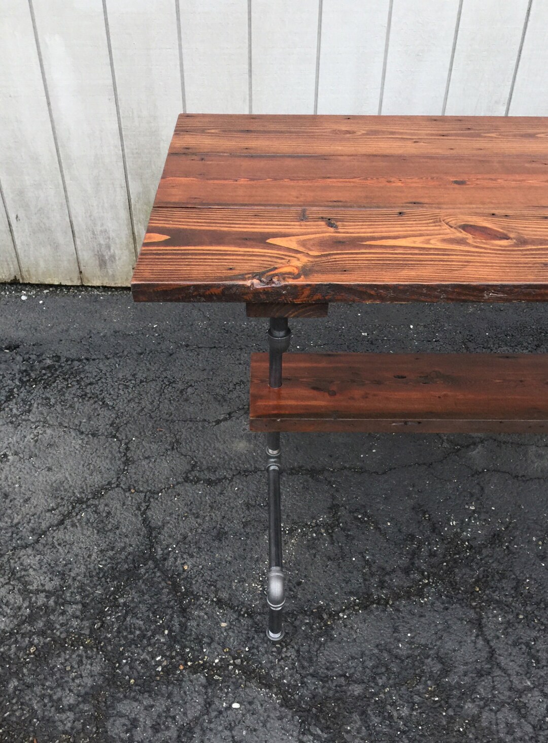 Reclaimed Wood Dining Table - Industrial Table With Pipe Footrest ...