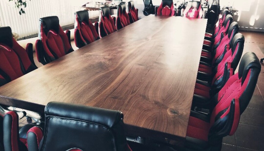 Live Edge Walnut Custom Conference Table, Industrial Base - Etsy
