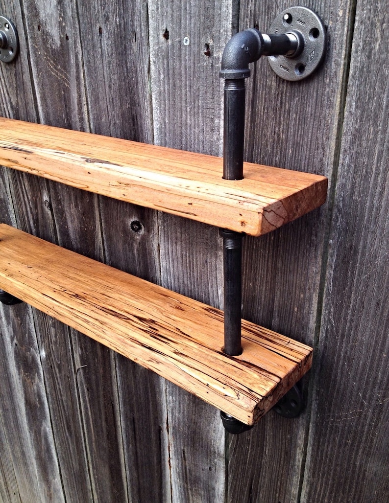 Reclaimed Double Bookshelf Curio Shelf Pipe Bookshelf Rustic - Etsy