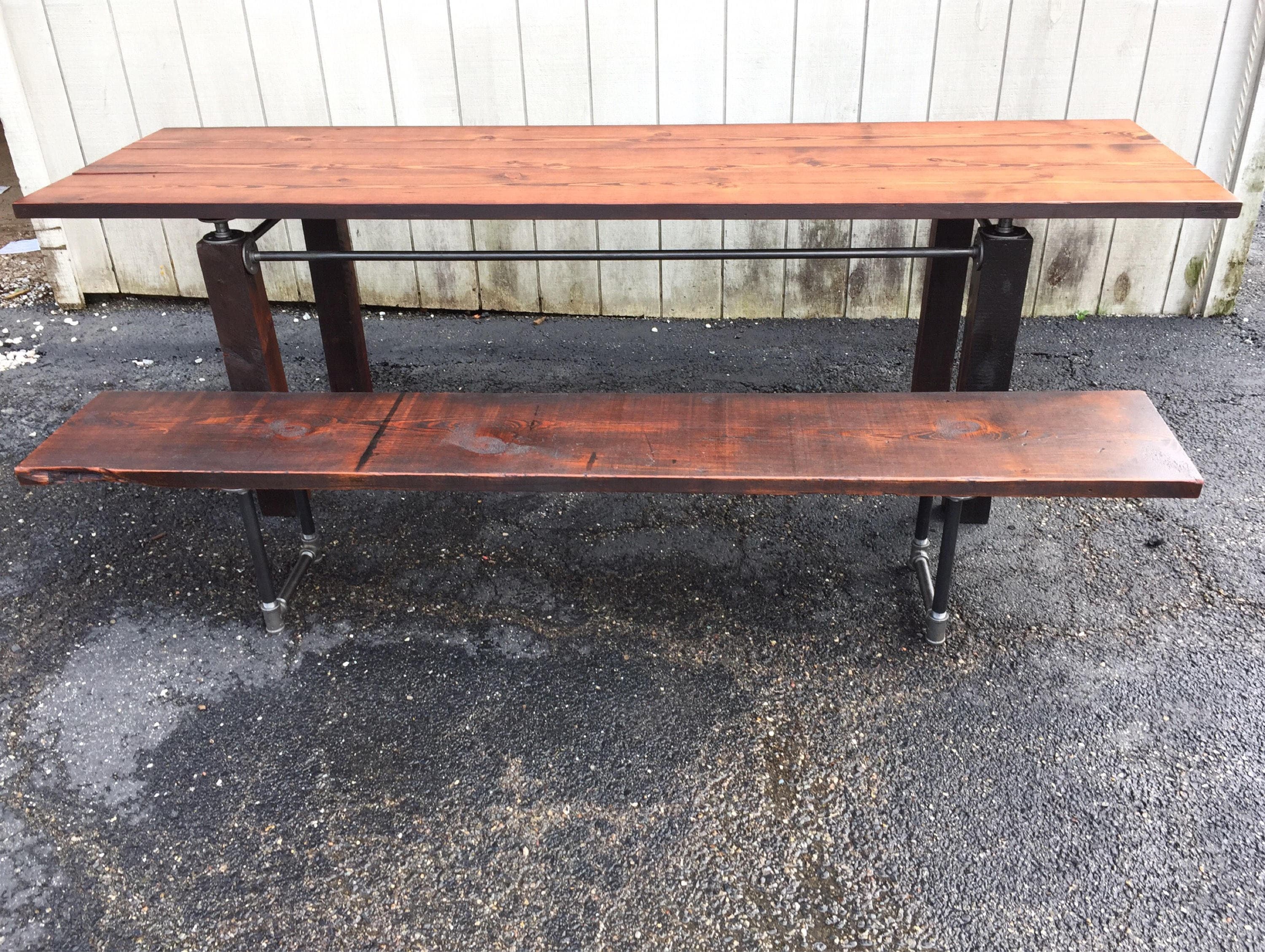 Pub Table Reclaimed Wood Farmhouse Dining Table With Parsons | Etsy