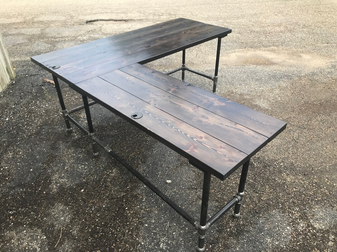 Customizable Solid Wood Rustic Desk Metal Legs - Etsy