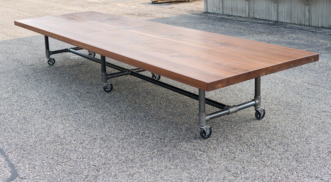 Walnut Conference Table - Massive Slab Boardroom Table - Long ...