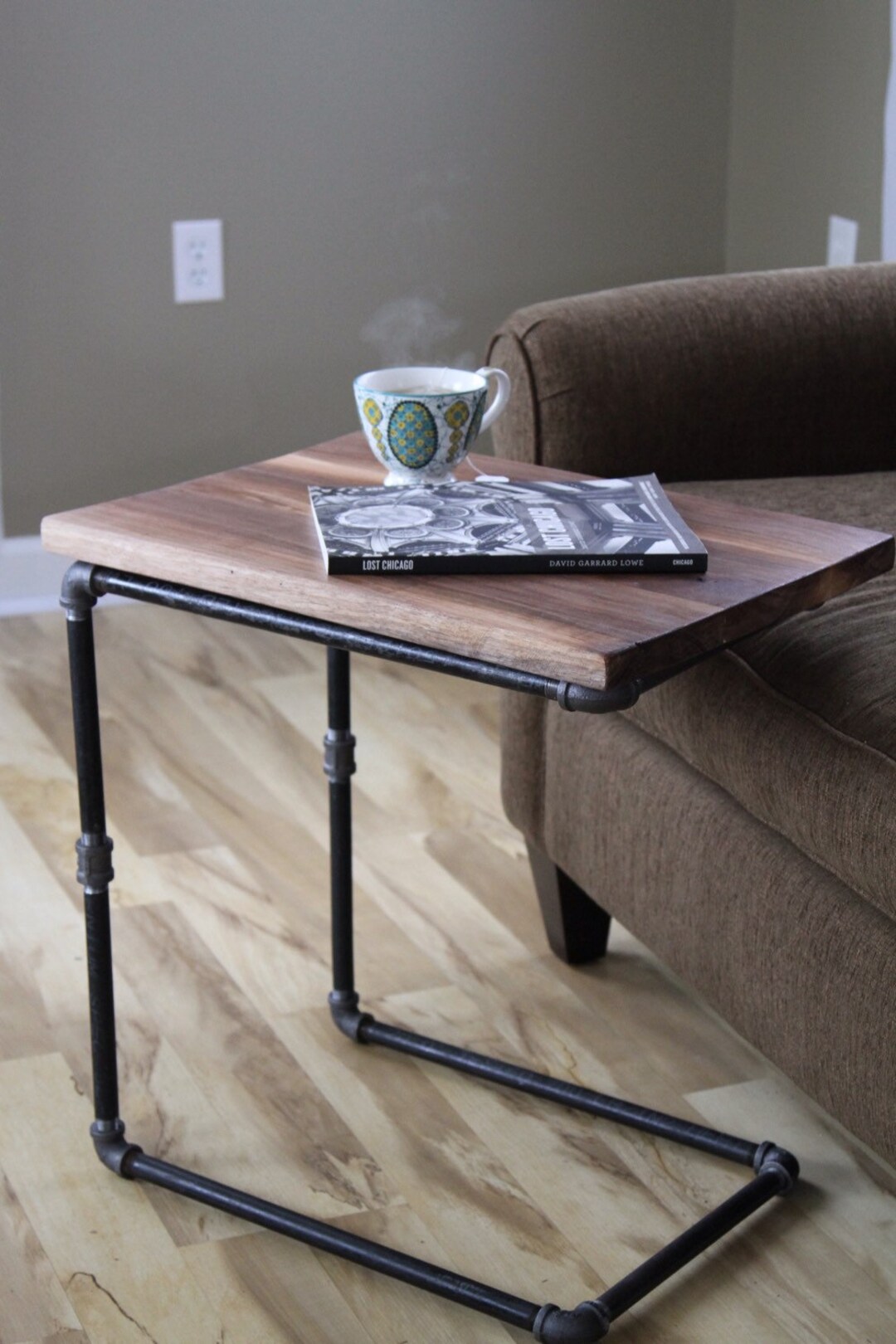 Walnut Side Table Laptop Desk Reclaimed Wood Couch Desk Walnut C Table ...