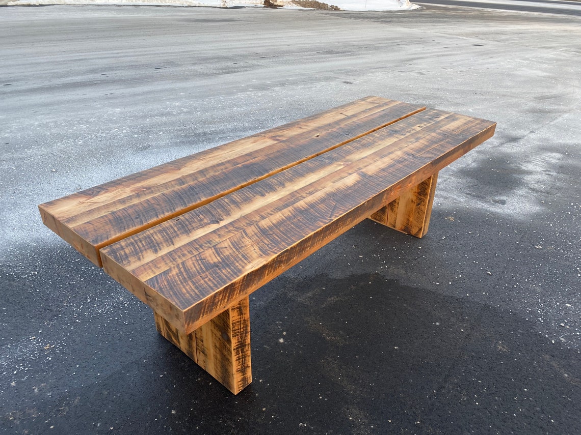 Reclaimed Beam Pedestal Table Rustic Wood Floating Beam - Etsy