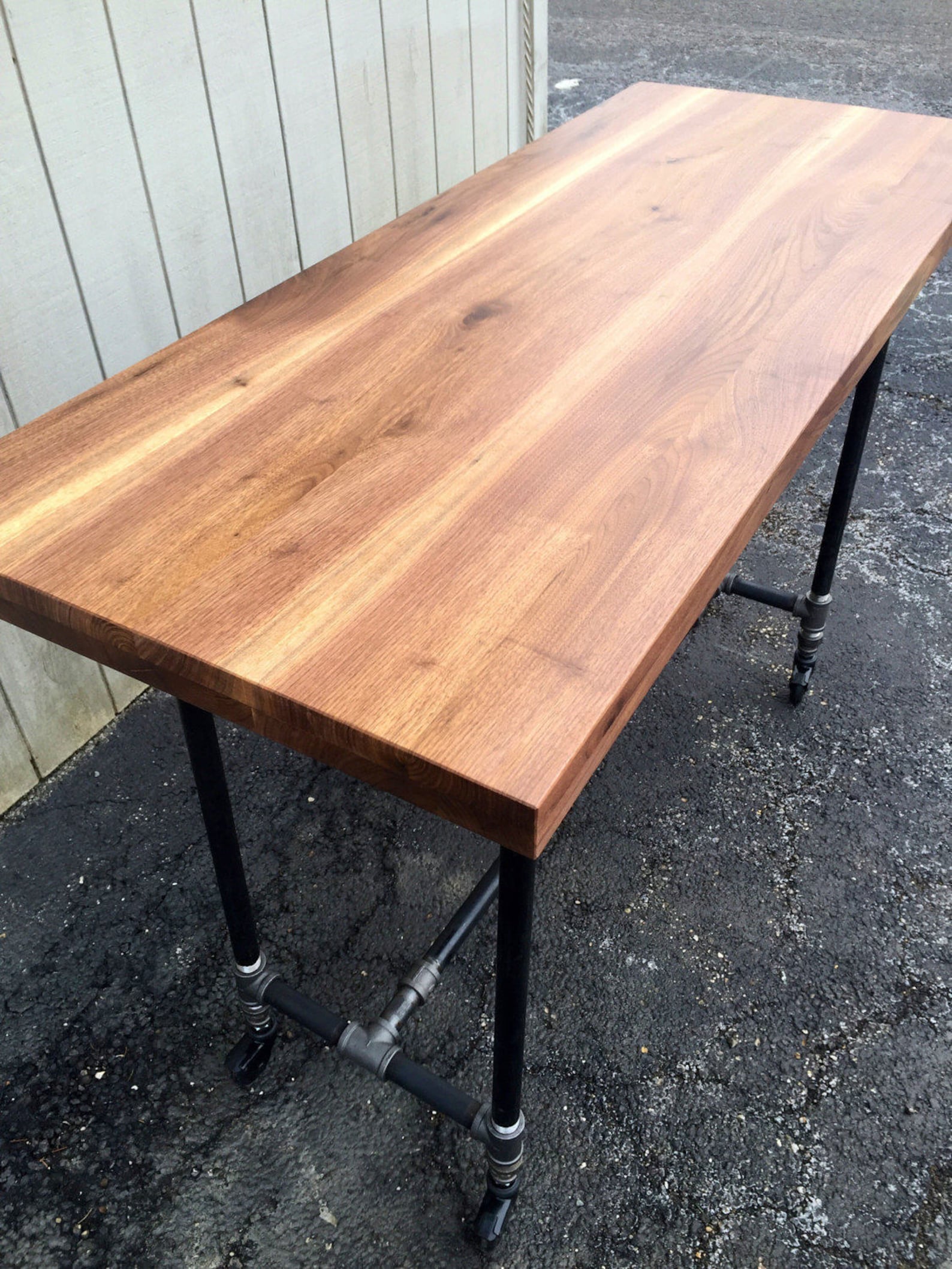 Reclaimed Wood Butcher Block Kitchen Island Cart on Wheels Walnut Bar ...