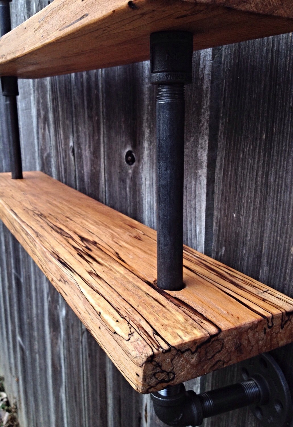 Reclaimed Double Bookshelf Curio Shelf Pipe Bookshelf Rustic - Etsy