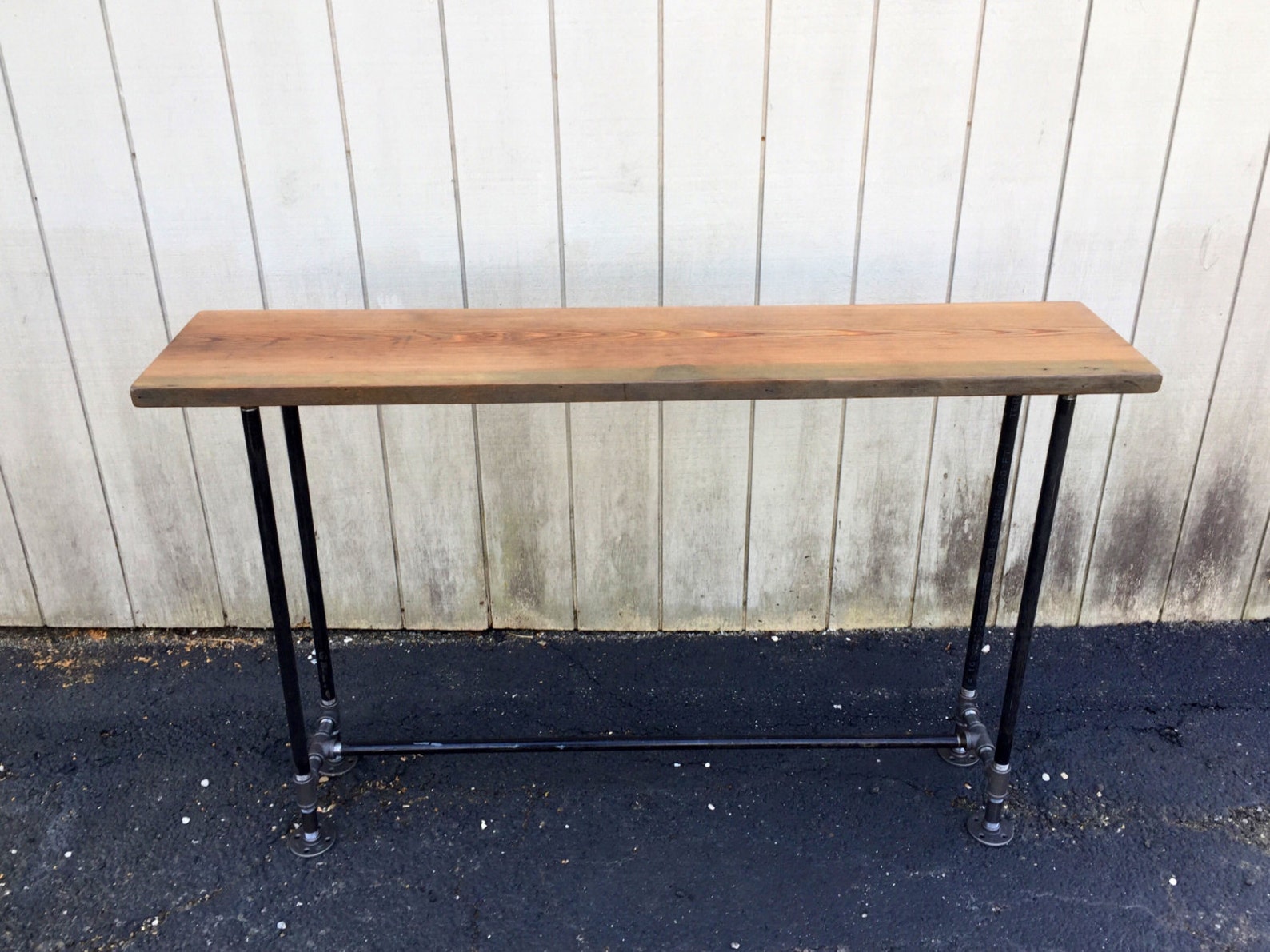 Rustic Bar Table with Reclaimed Wood and Iron Pipe Base | Etsy