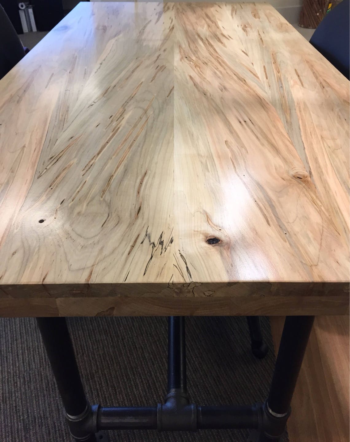 Maple Table With Black Steel Legs and Ambrosia Figured Maple - Etsy