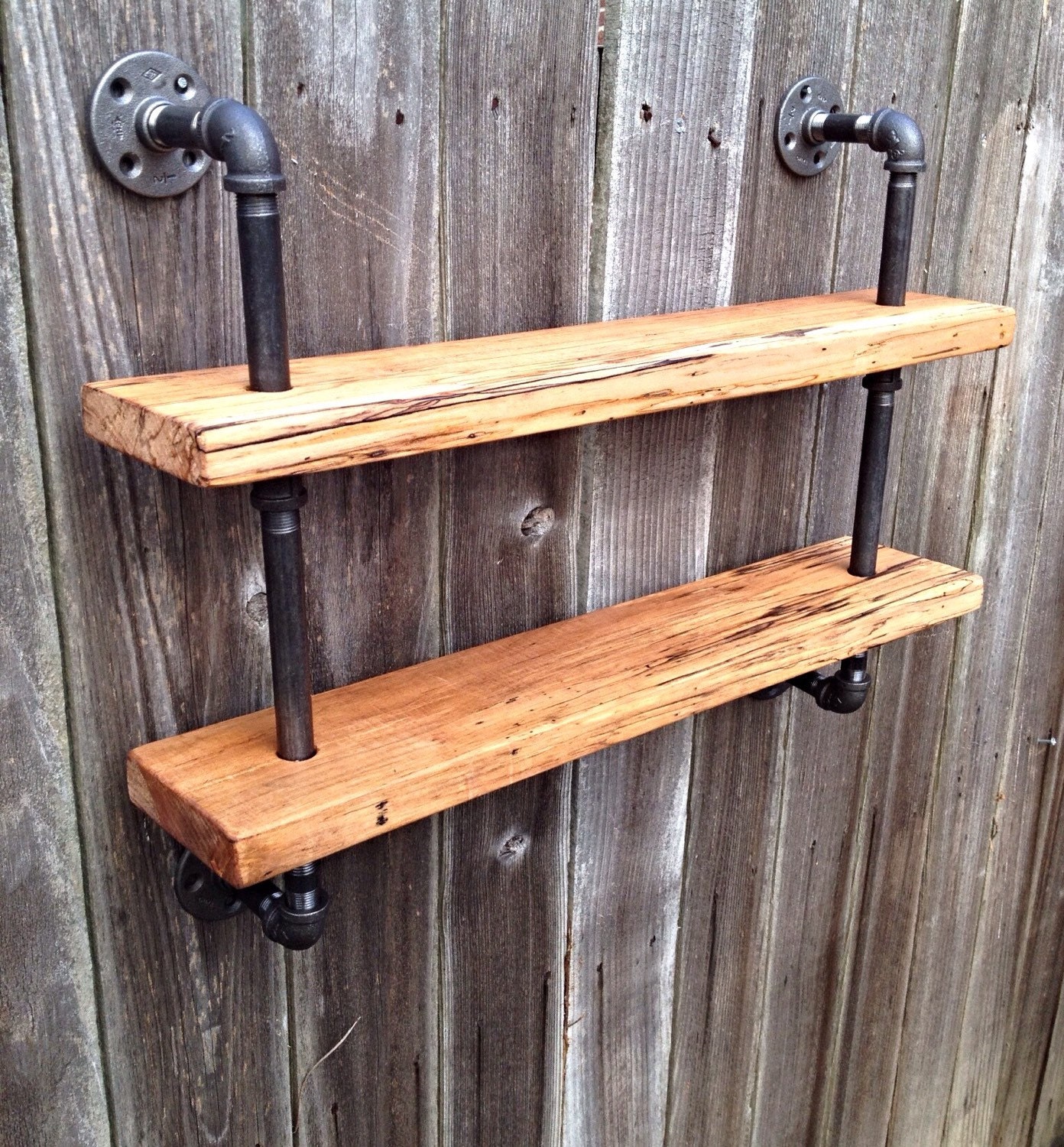 Reclaimed Double Bookshelf Curio Shelf Pipe Bookshelf Rustic - Etsy