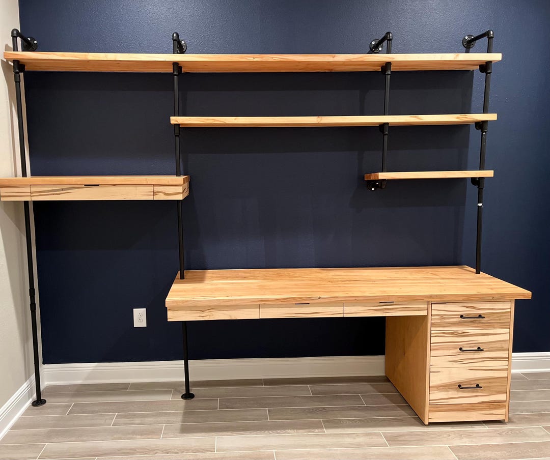Custom Solid Wood Industrial Office Desk Standing Desk Shared Workspace ...