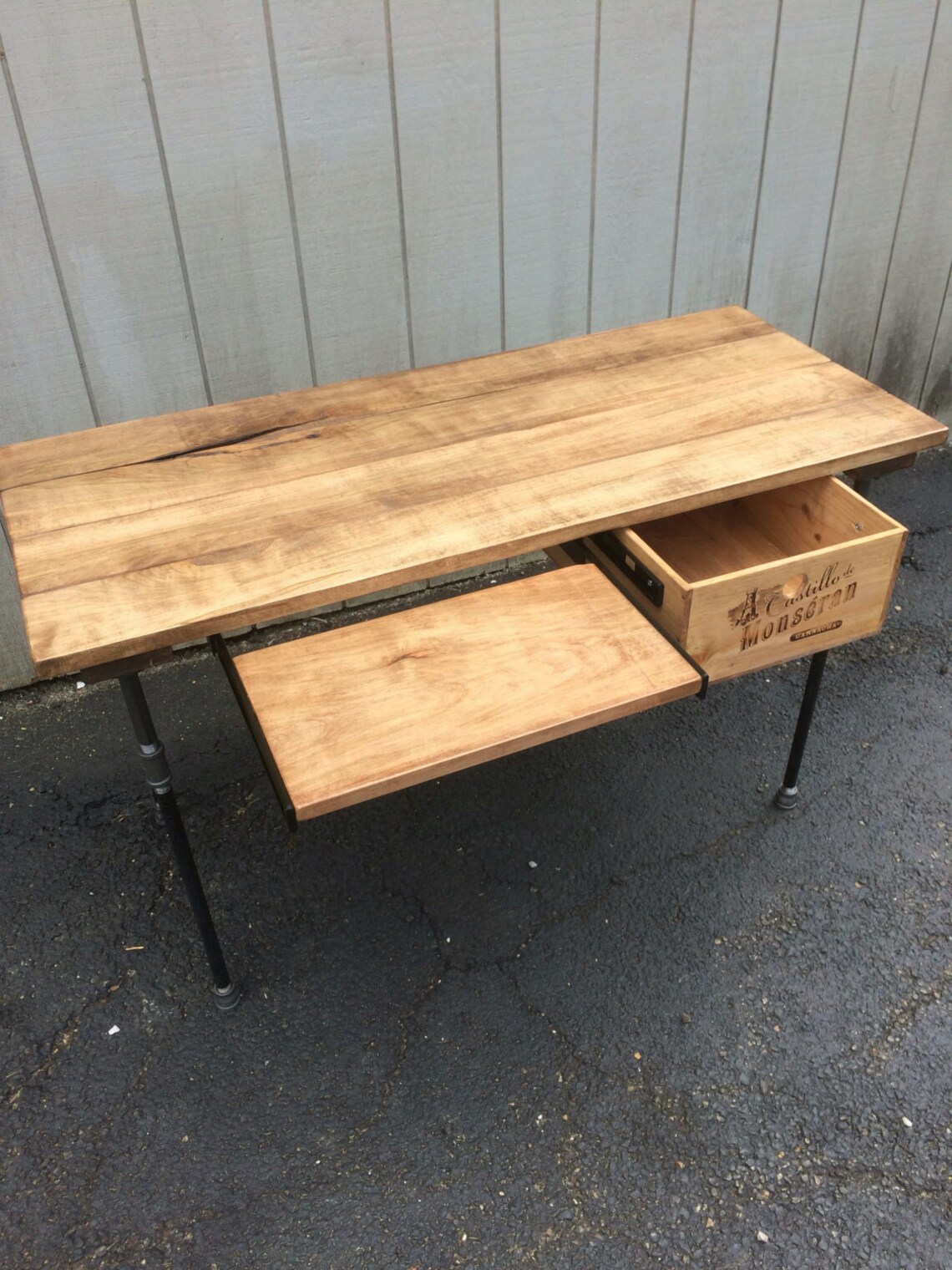 The Surveyor's Desk Reclaimed Wood Industrial Office Desk Writing Table ...
