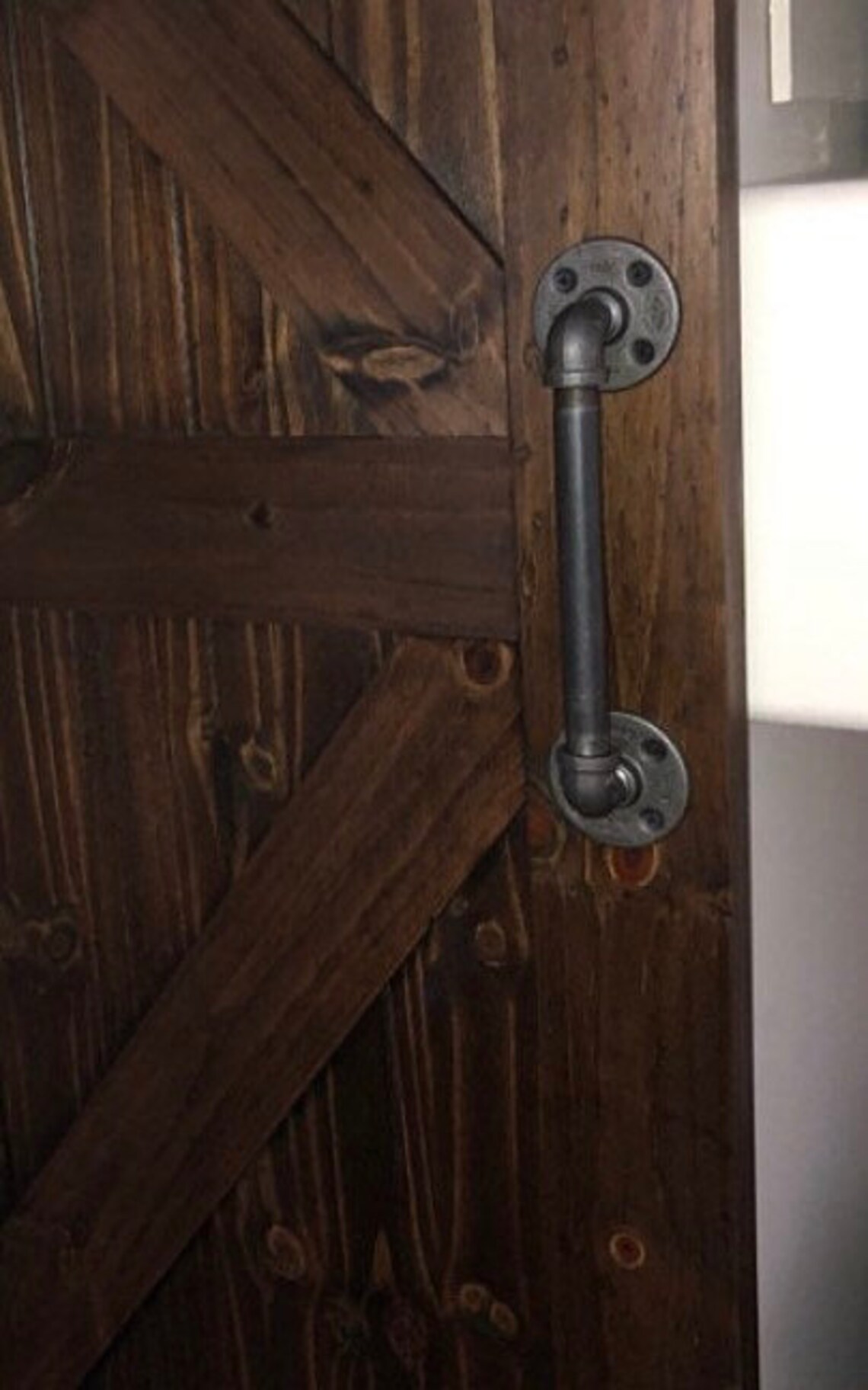 Black Iron Pipe Door Handle - Sliding Door Pull - Industrial Metal ...