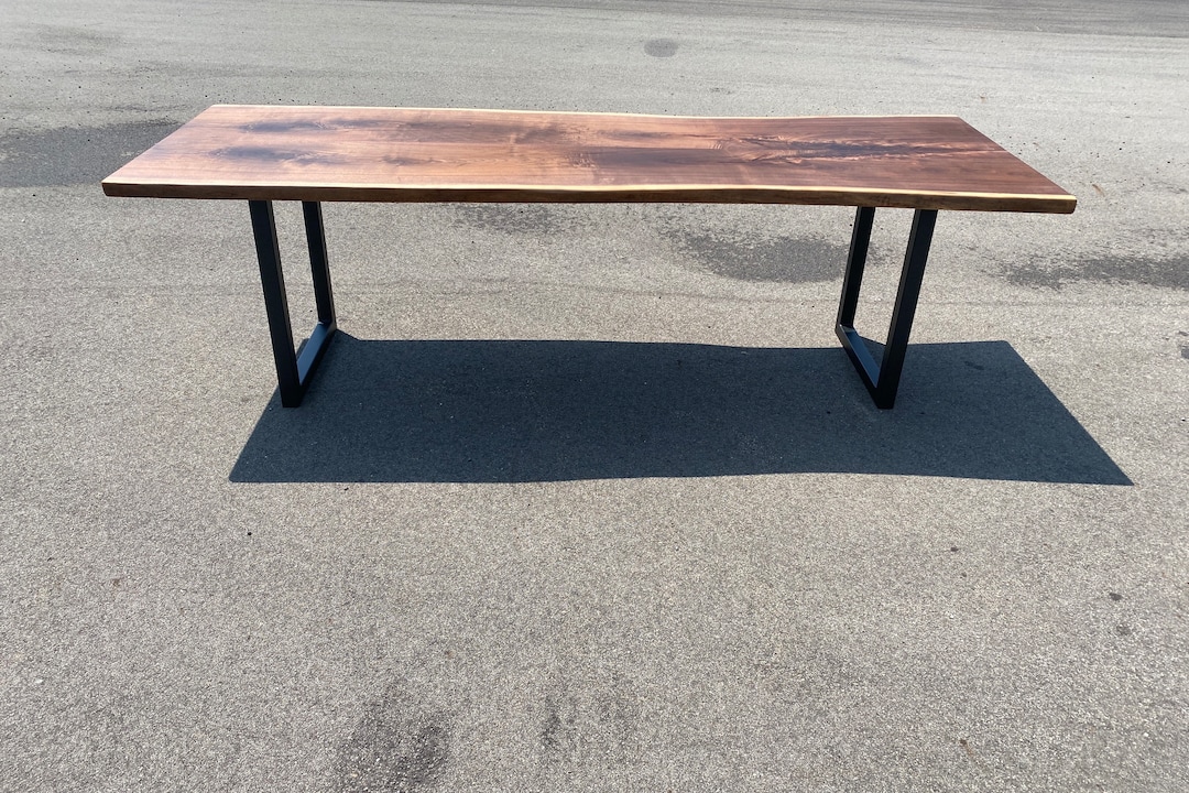 Long Walnut Table - 10 Seat Dining Table - Solid Wood Living Edge ...