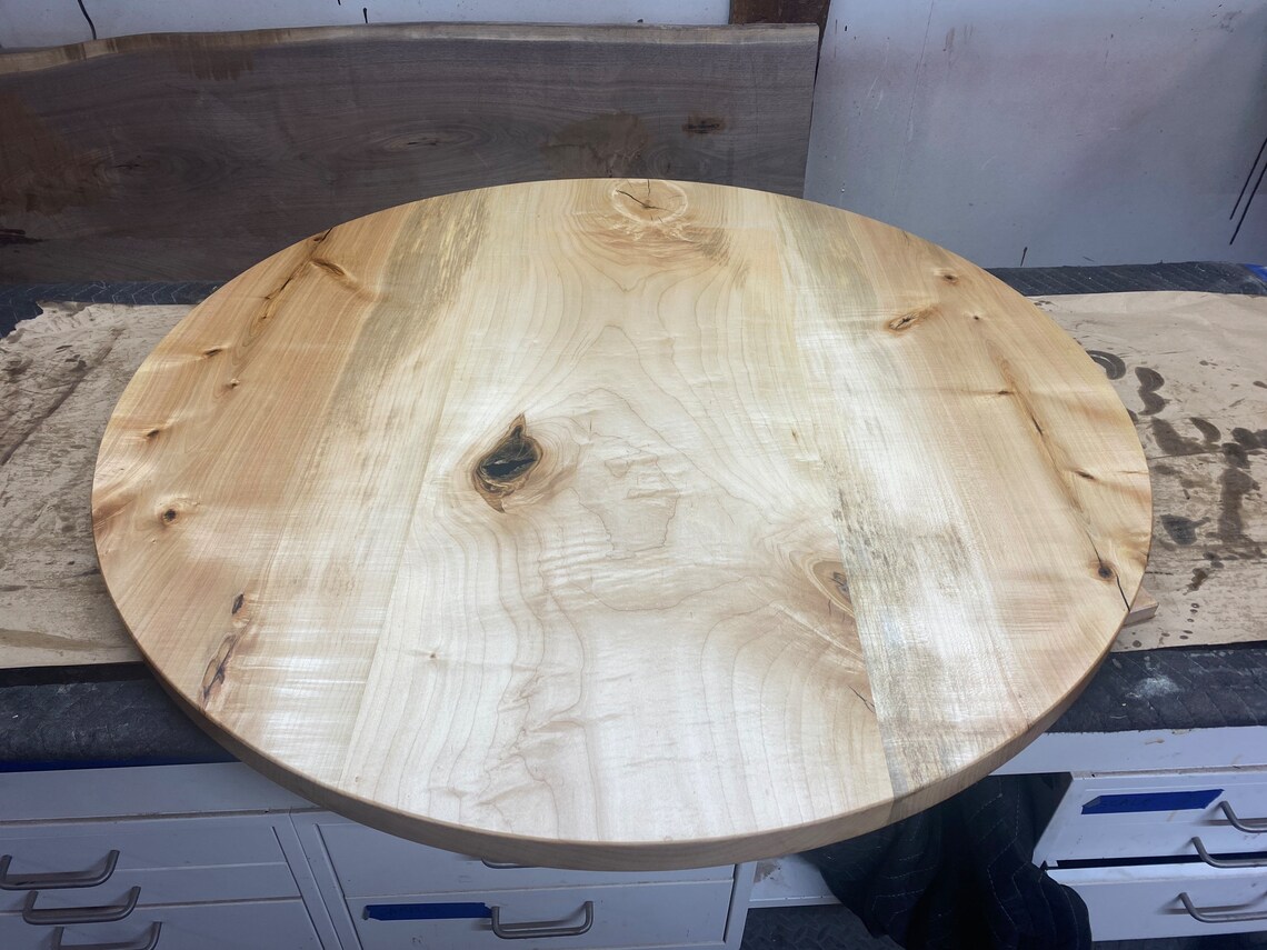 Round Table With Custom Steel Base Reclaimed Wood Dining - Etsy