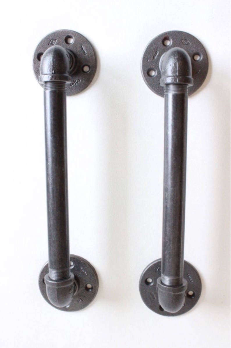 Black Iron Pipe Door Handle Sliding Door Pull Industrial - Etsy
