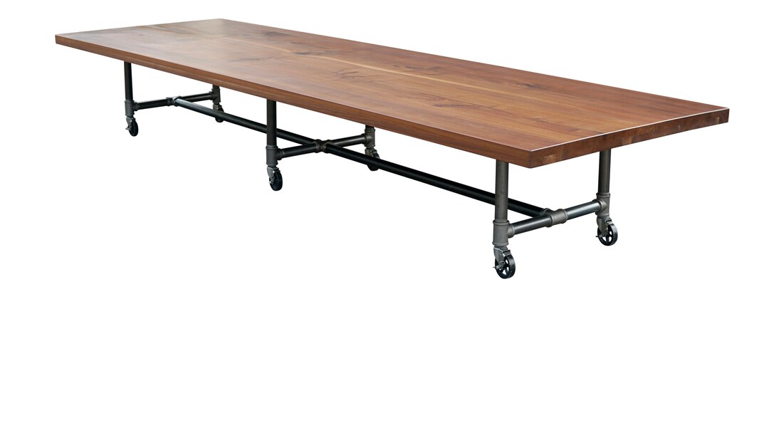 Long Conference Table Massive Walnut Slab Boardroom Table Long ...