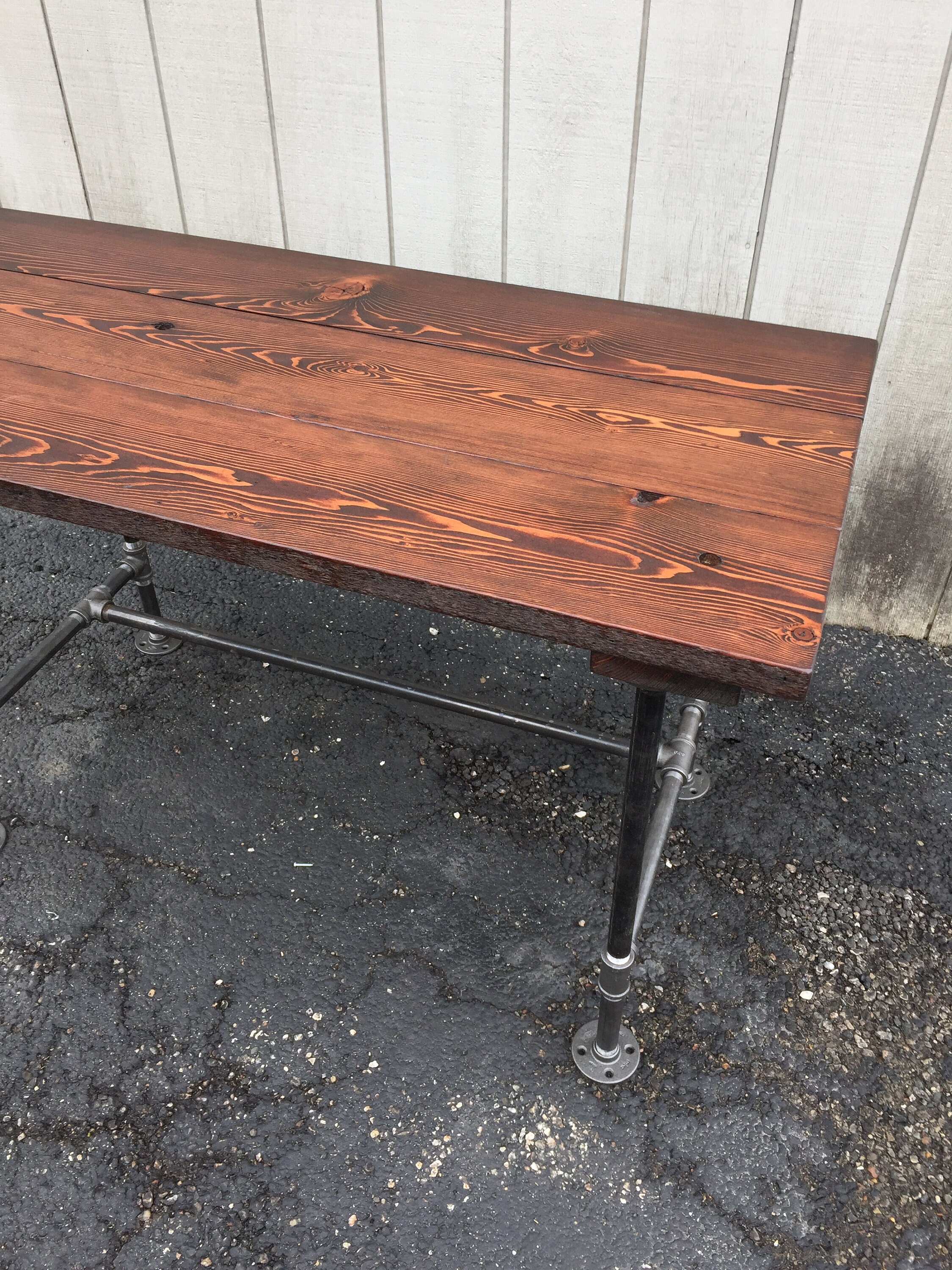 Rustic Bar Table with Reclaimed Wood and Iron Pipe Base | Etsy