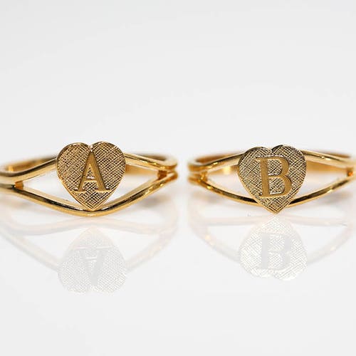 Initial Heart Ring | Etsy