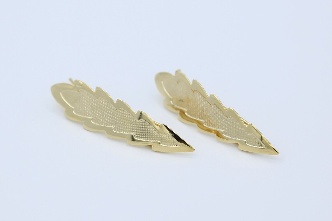 Feather Barrette Pair Shiny Gold Vintage NOS - Etsy