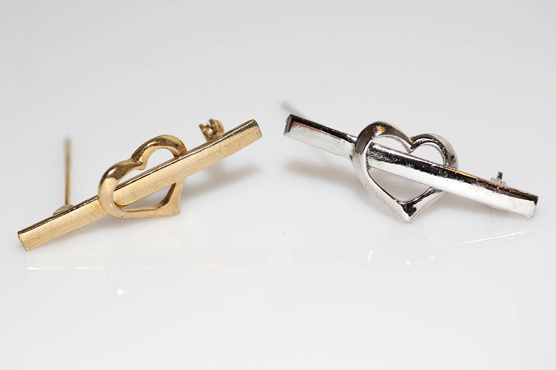 Vintage Cross My Heart Pin - Silver or Gold NOS - Etsy