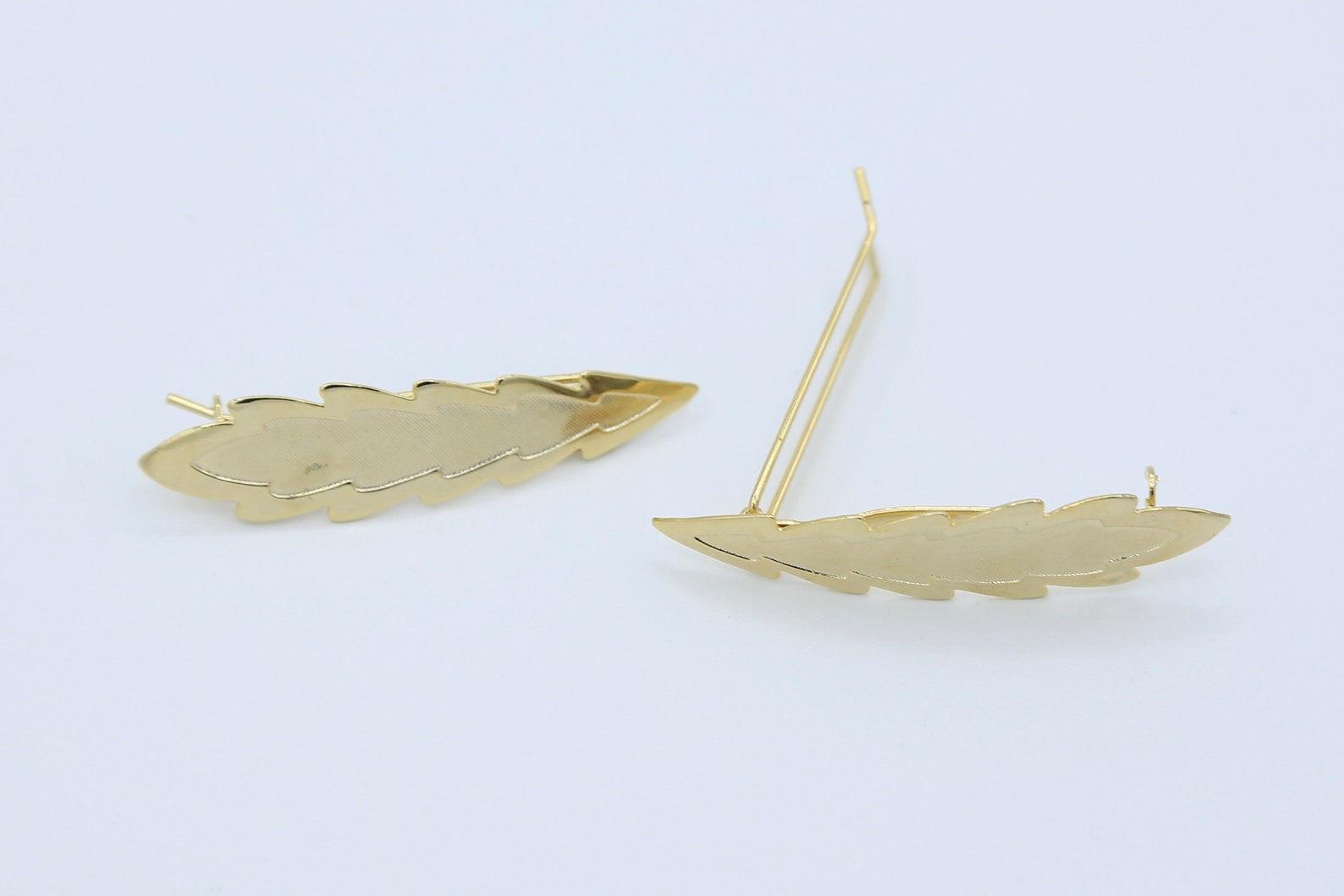 Feather Barrette Pair Shiny Gold Vintage NOS - Etsy