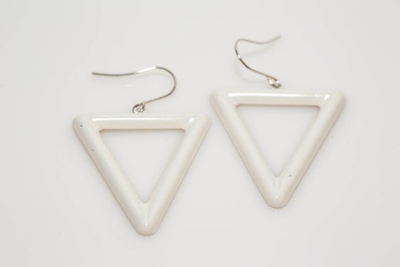 Inverted Triangle Earrings in White Vintage | Etsy