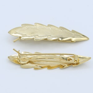 Feather Barrette Pair Shiny Gold Vintage NOS - Etsy