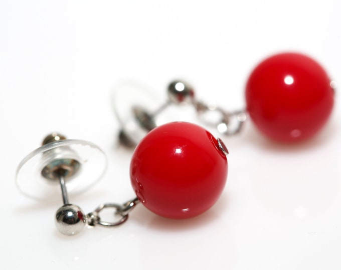 Red Dangle Earrings NOS Vintage - Etsy