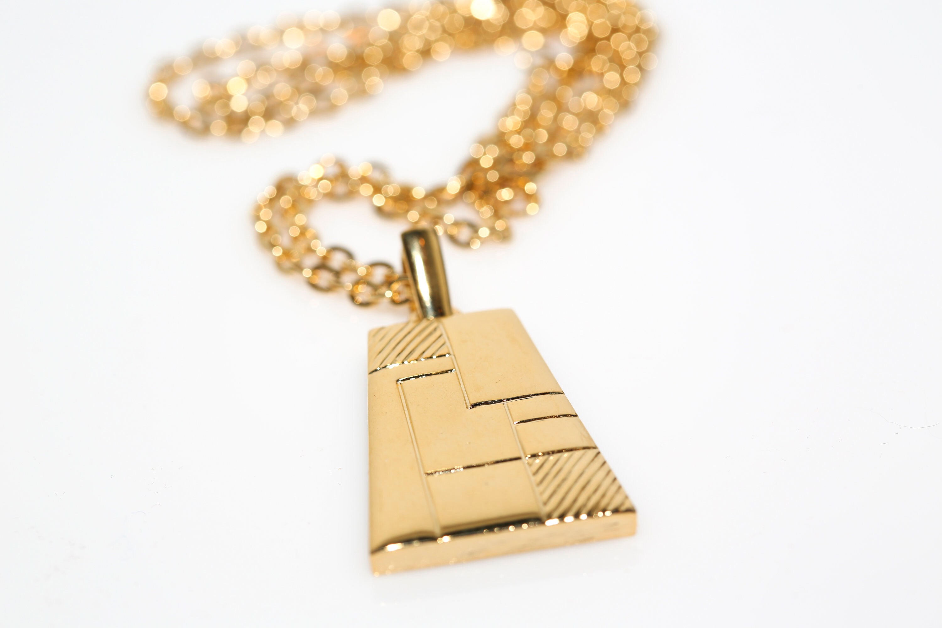 Gold Pyramid Necklace - Vintage NOS