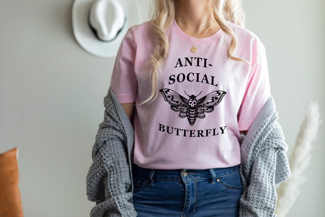Anti-social Butterfly Moth Shirt Emo Death Moth Shirt Goth | Etsy