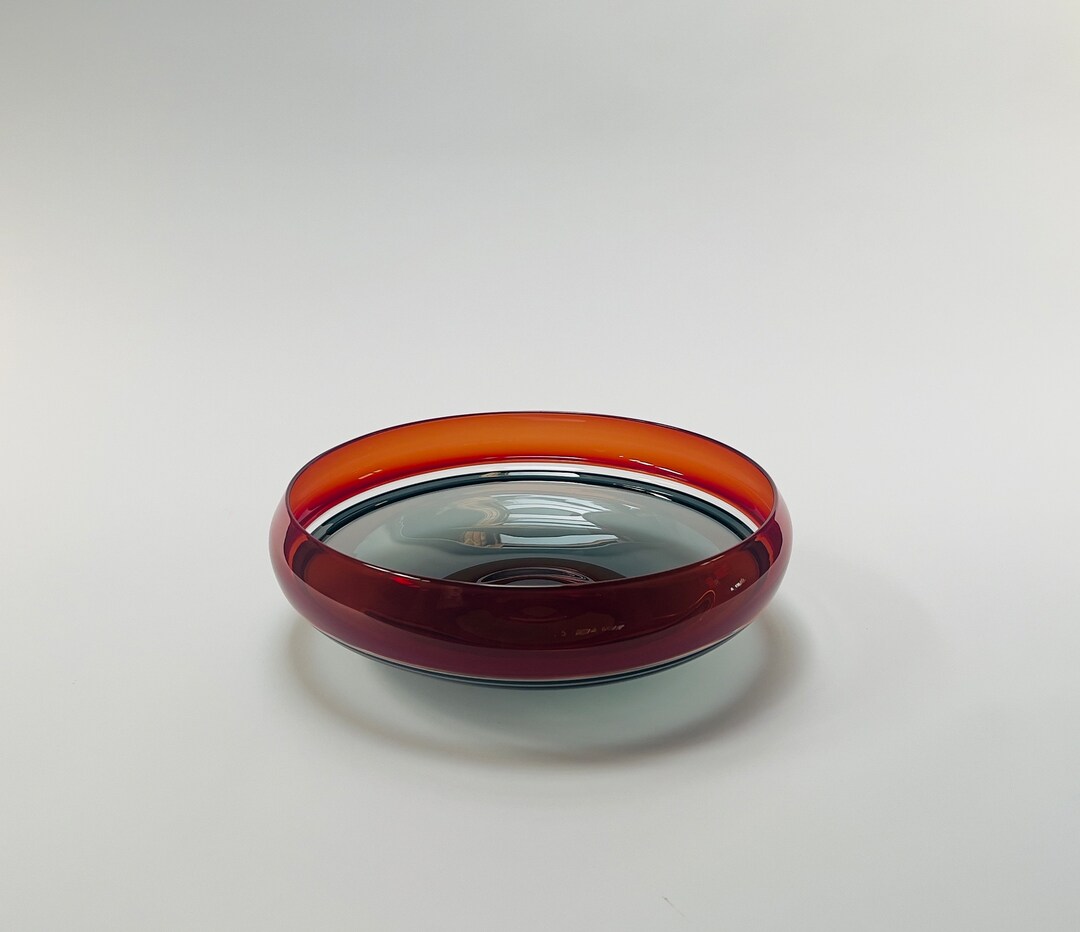 Hand Blown Incalmo Glass Bowl, Scarlet Red and Grey, 12 Diameter - Etsy