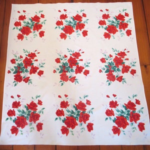 1950's Wilendure / Wilendur Red Royal Rose Tablecloth Floral 50" X 54 ...